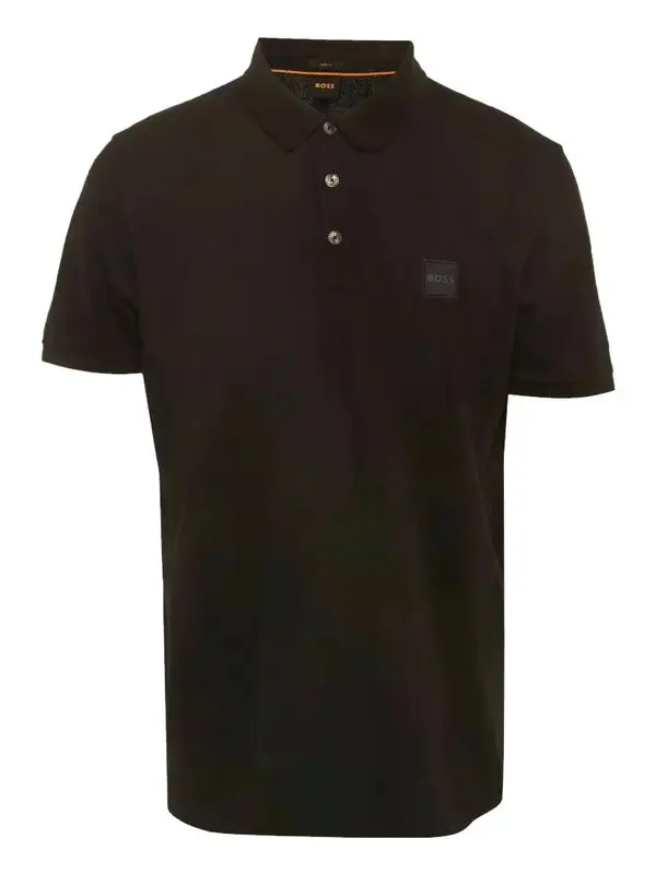 BOSS Piqué-texture Polo T-shirt - Black