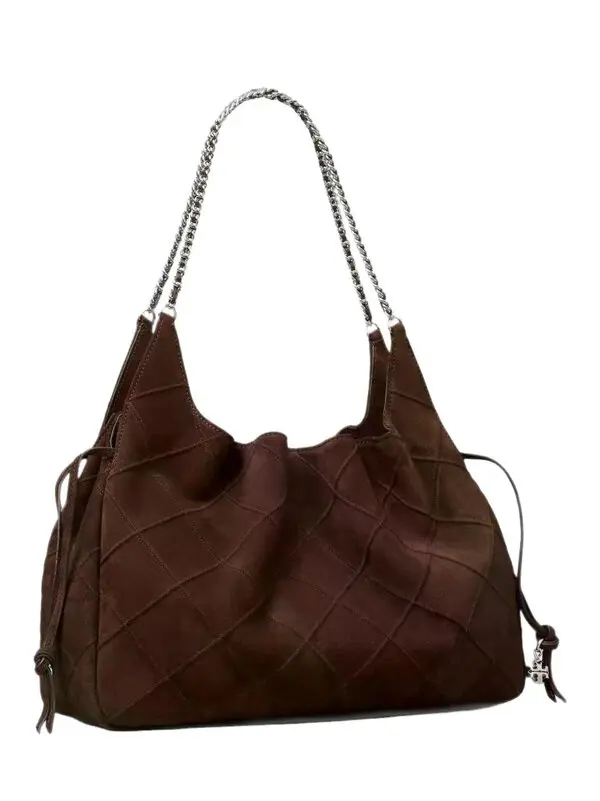 Tory Burch Fleming Suede Tote - Brown