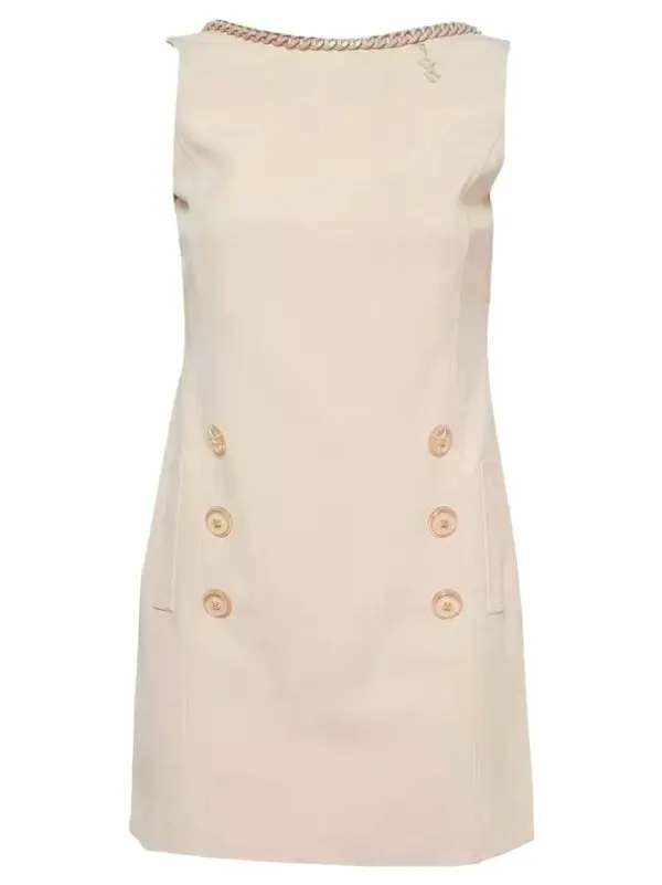 Elisabetta Franchi Stretch Crepe Dress With Chain-link Trim - Orange