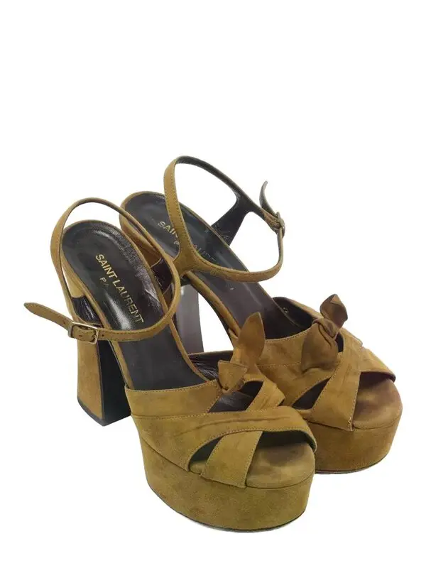 Saint Laurent Bow Detail Platform Sandals - Brown