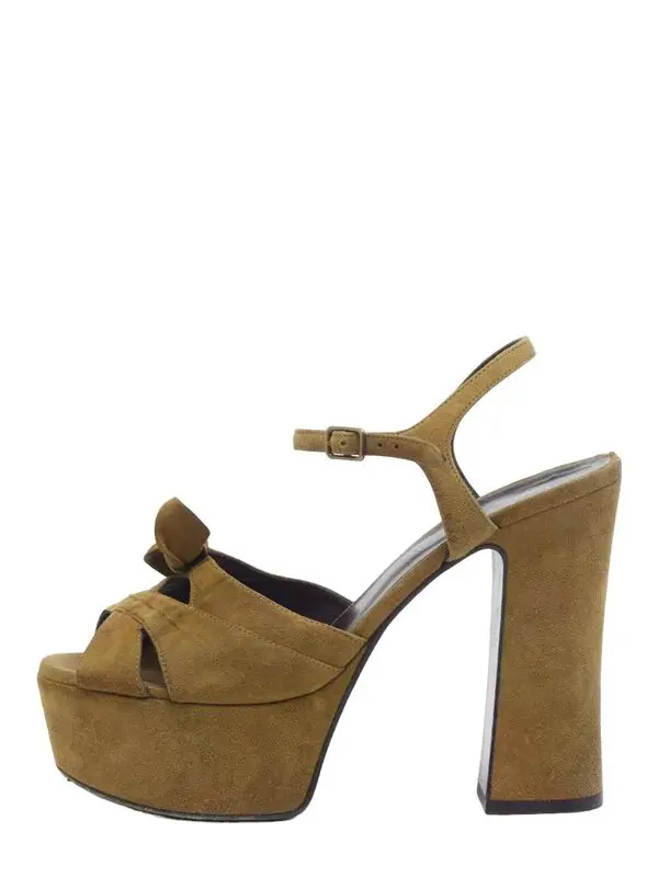 Saint Laurent Bow Detail Platform Sandals - Brown