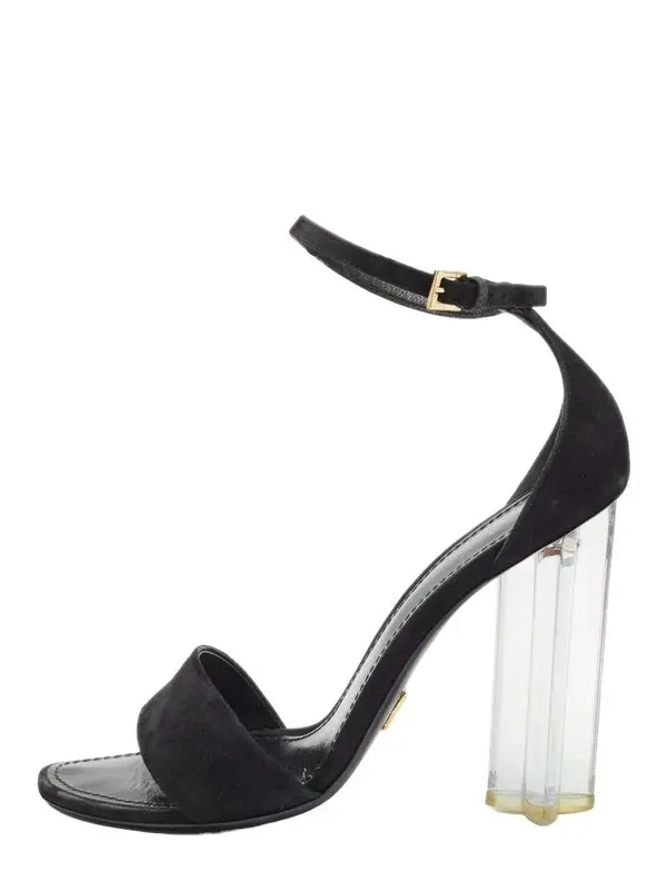 LOUIS VUITTON Flower-cut Ankle-strap Sandals - Black