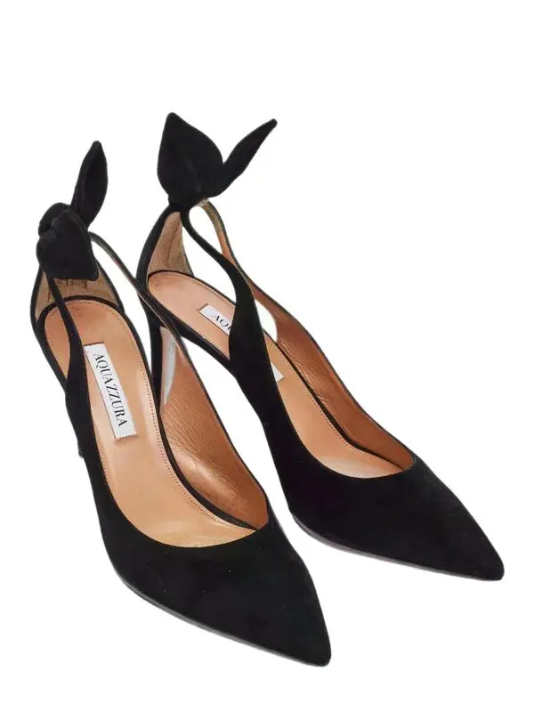 AQUAZZURA Leather Pointed Toe Stiletto Pumps - Black