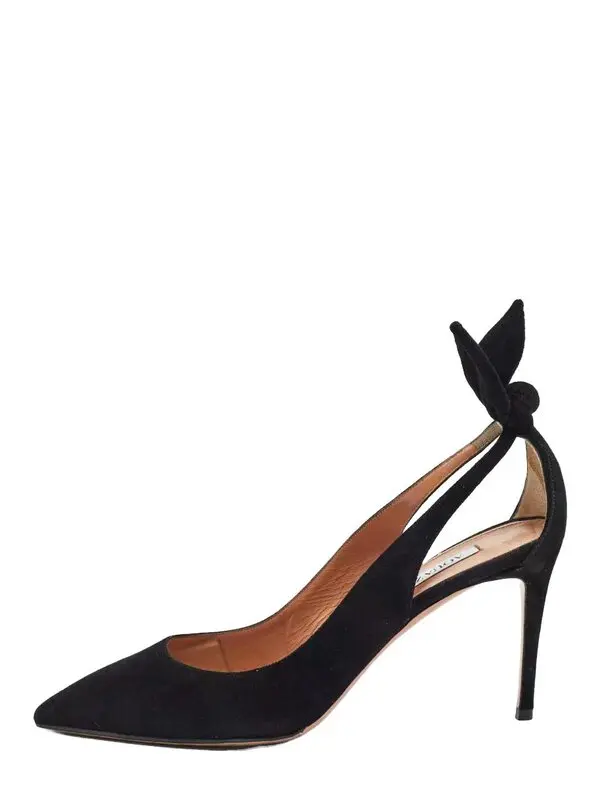 AQUAZZURA Leather Pointed Toe Stiletto Pumps - Black