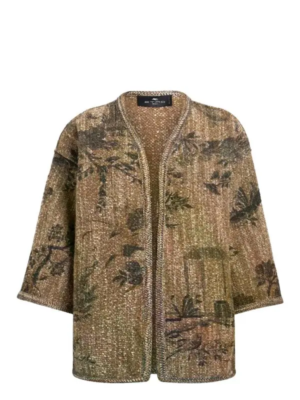 Etro Bouclé Kesa With All-over Motif - Neutrals