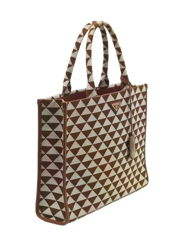 Prada Symbole Jacquard Tote Bag - Brown