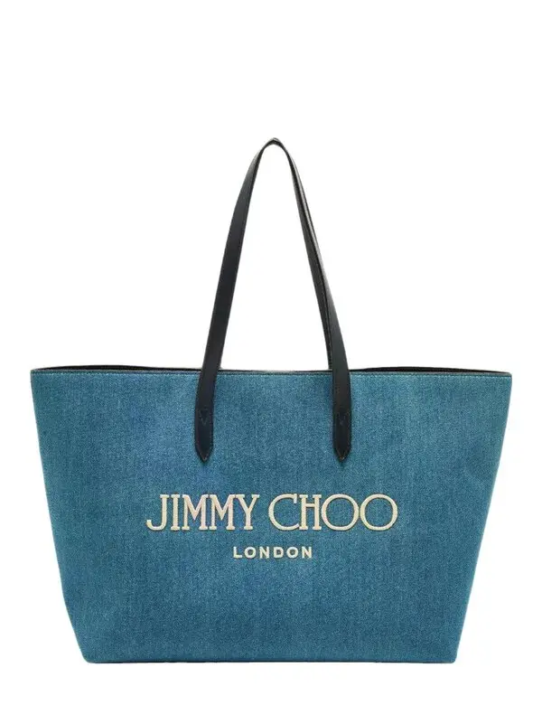JIMMY CHOO Logo-detail Leather Tote Bag - Blue