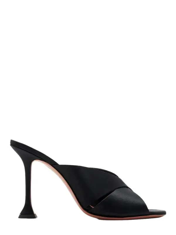 Amina Muaddi Salma Criss-cross Satin Mules - Black