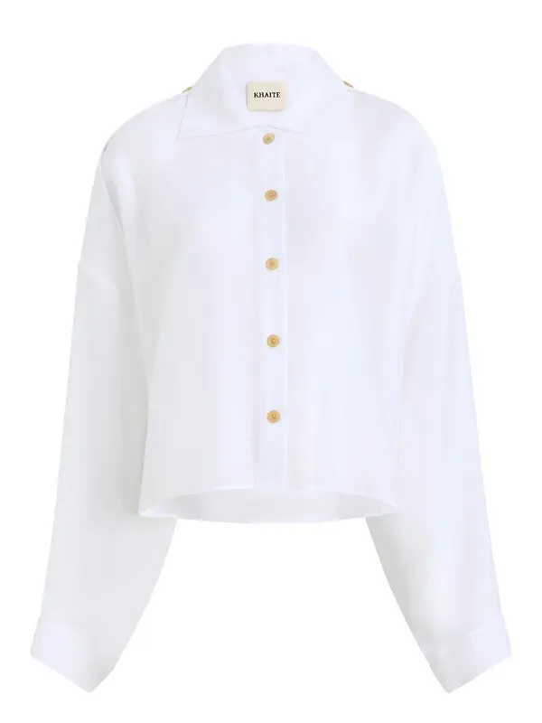 Khaite Bodine Sculptural Sheer Voile Shirt - Chalk