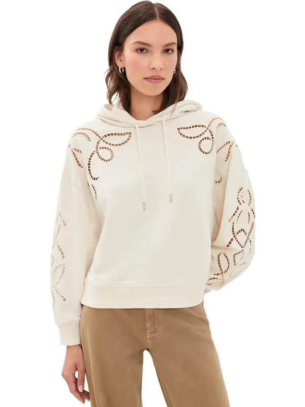 Ba&sh Beni Embroidered Hoodie - Ecru