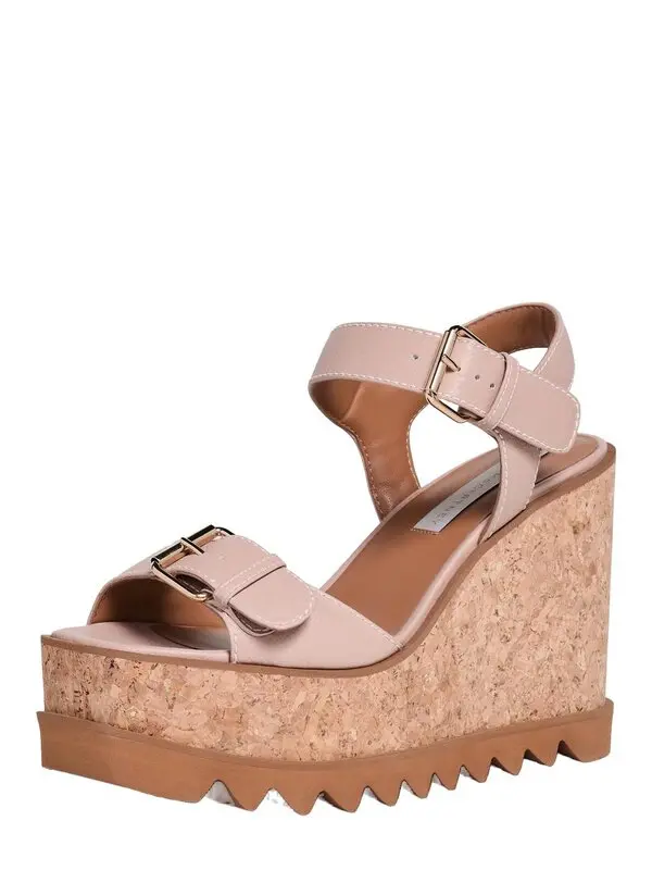 Stella McCartney Sneakelyse 120 Eco Grainy Alter Mat Wedge Sandals - Blush