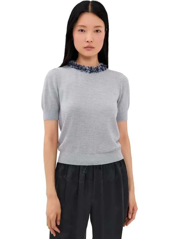 Ulla Johnson Jude Embellished Merino Wool Blouse - Ash