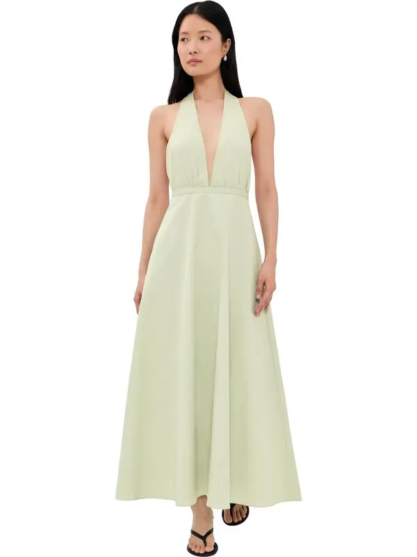Lioness Maxi Dress With Halterneck And Open Back - Lime