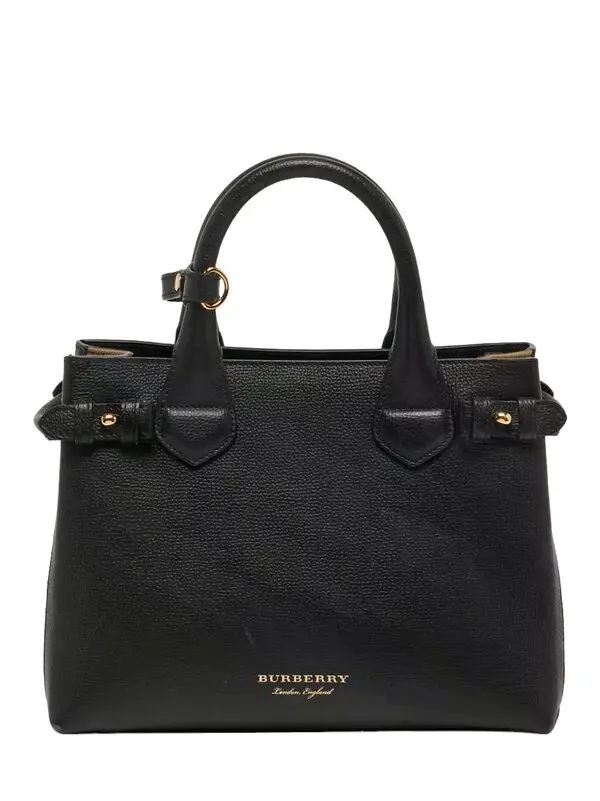 Burberry Small Banner Leather Tote Bag - Black