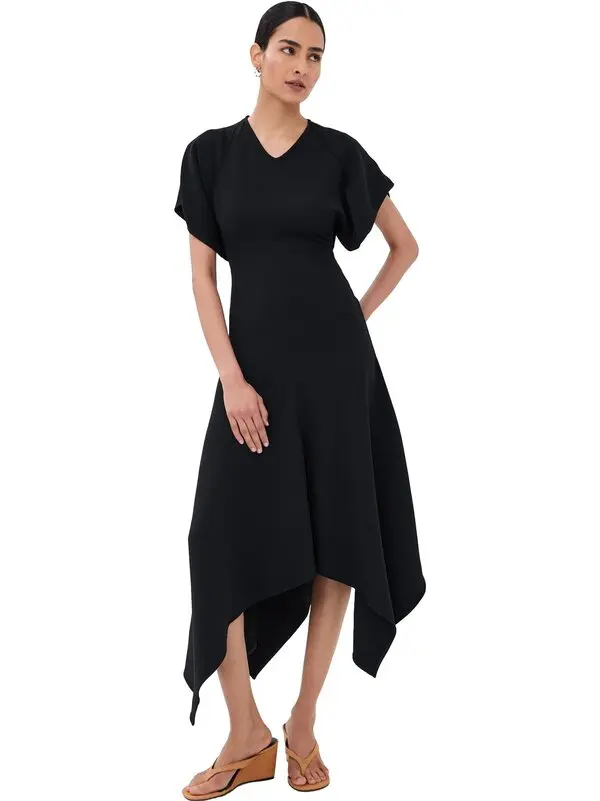 Victoria Beckham V-neck Draped Dress - Black