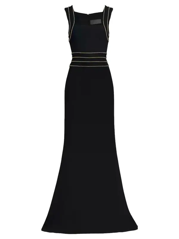 Elie Saab Embellished-trim Cady Dress - Black