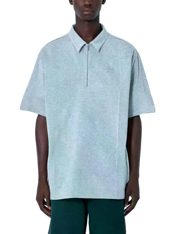 Miu Miu Half-zip Short-sleeve Polo Shirt - Grey