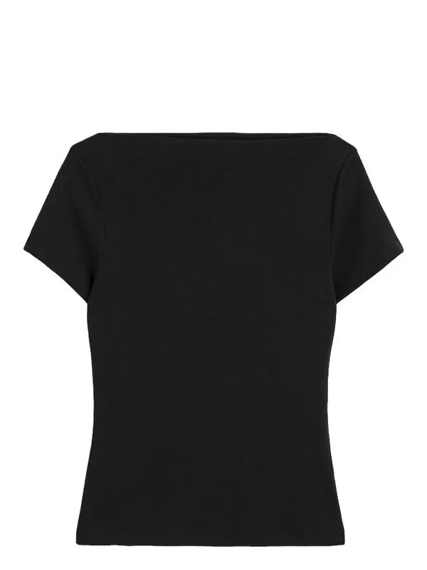 Cos Slim Boat-neck Cotton T-shirt - Black