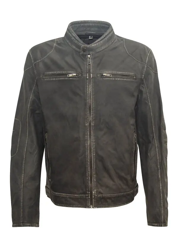 Mauritius Fabian Granit Distressed Vintage Leather Jacket - Grey