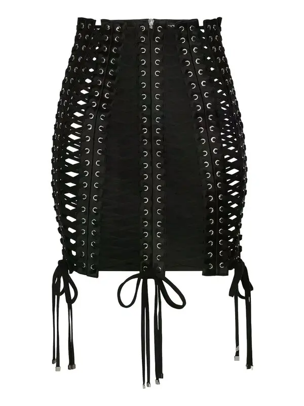 Dolce & Gabbana Eyelet Embellished Miniskirt - Black