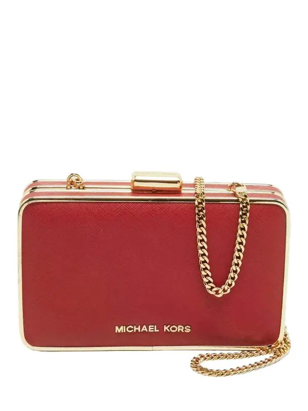 Michael Kors Saffiano Leather Minaudiere Clutch Bag - Red