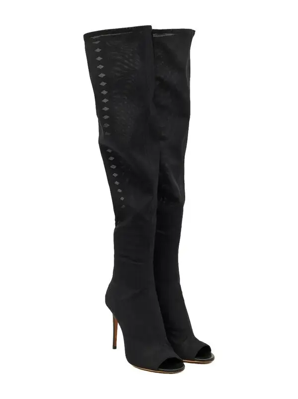 JIMMY CHOO Open-toe Mesh Boots - Black