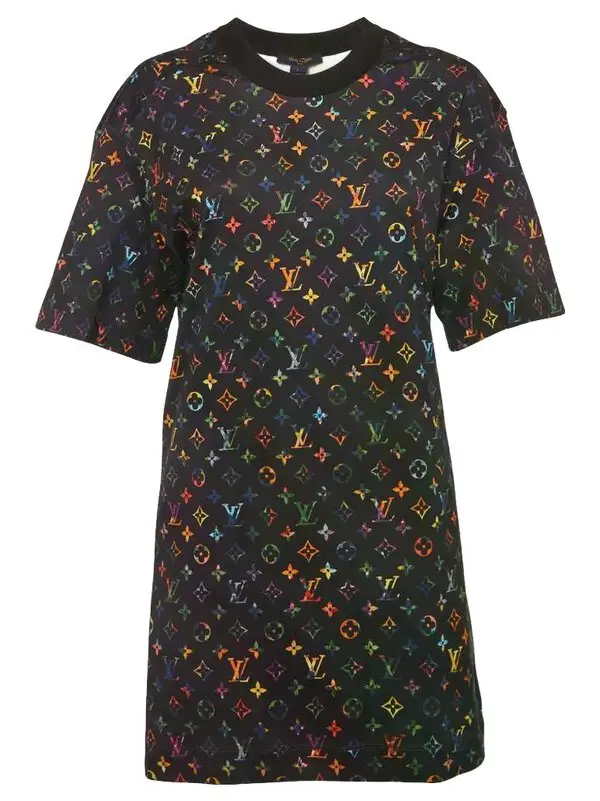 LOUIS VUITTON Monogram Short-sleeved Midi Dress - Black