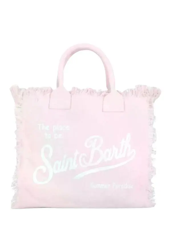 MC2 SAINT BARTH Canvas Tote Bag With Fringed Edges - Pink