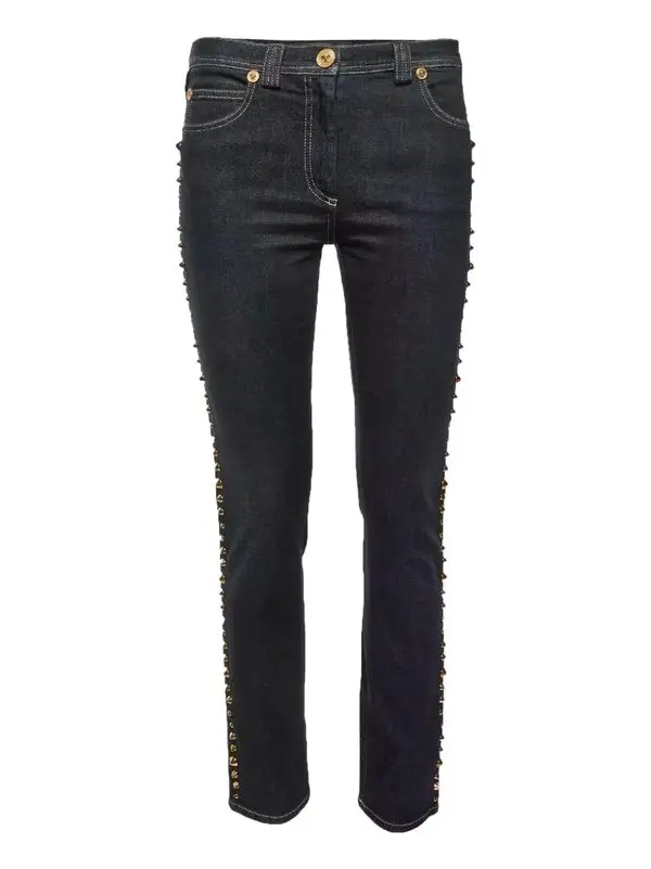 Versace Studded Slim-fit Jeans - Black
