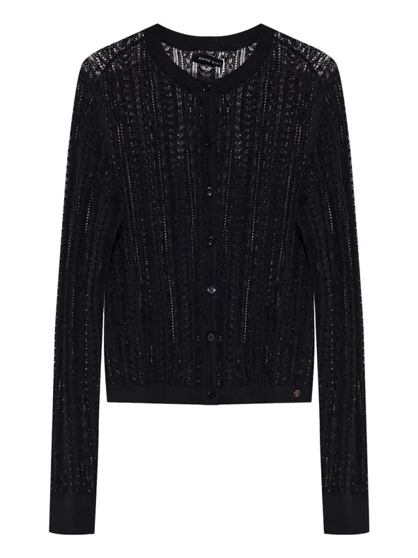 ANINE BING Moni' Openwork Knit Cardigan - Black