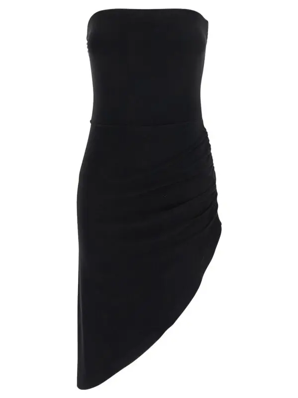Norma Kamali Strapless Asymmetrical Slit Dress - Black