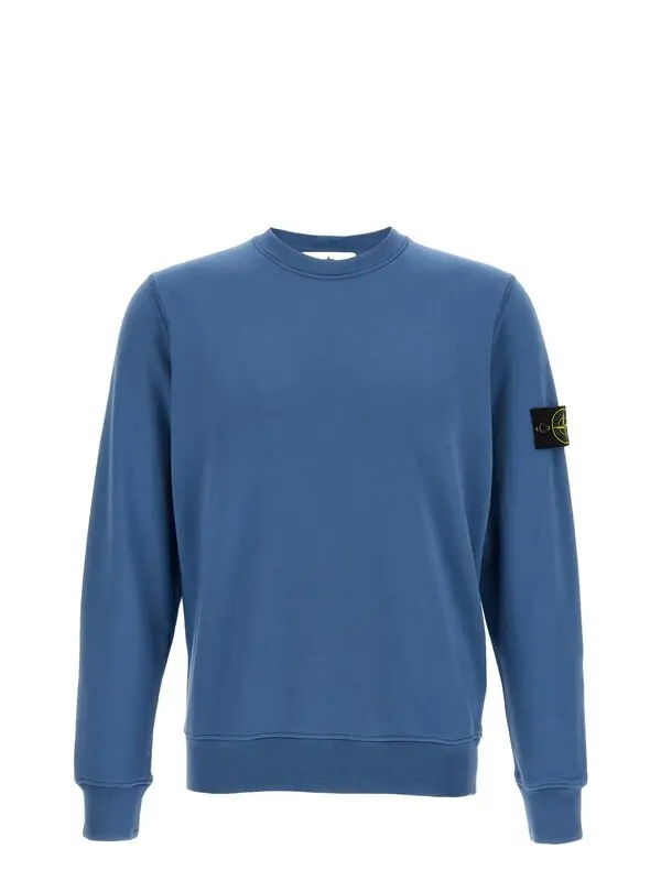 Stone Island Logo Patch Crewneck Sweatshirt - Blue