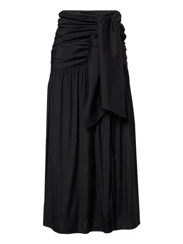 VIX PAULA HERMANNY Draped Midi Skirt - Black