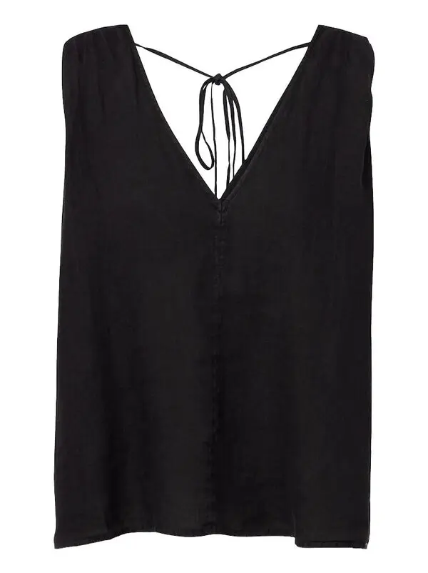 Velvet By Graham & Spencer Renna Linen Top - Black