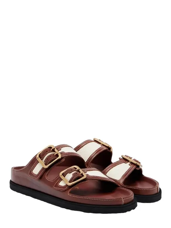 BIRKENSTOCK Arizona Leather And Canvas Sandals - Brown