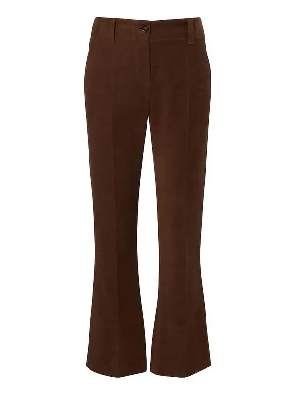 Brunello Cucinelli Cropped Cotton Flared Pants In Cacao - Brown