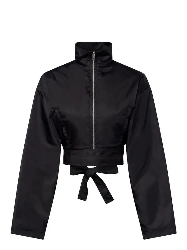 Alaïa Cropped Belted Taffeta Jacket - Black