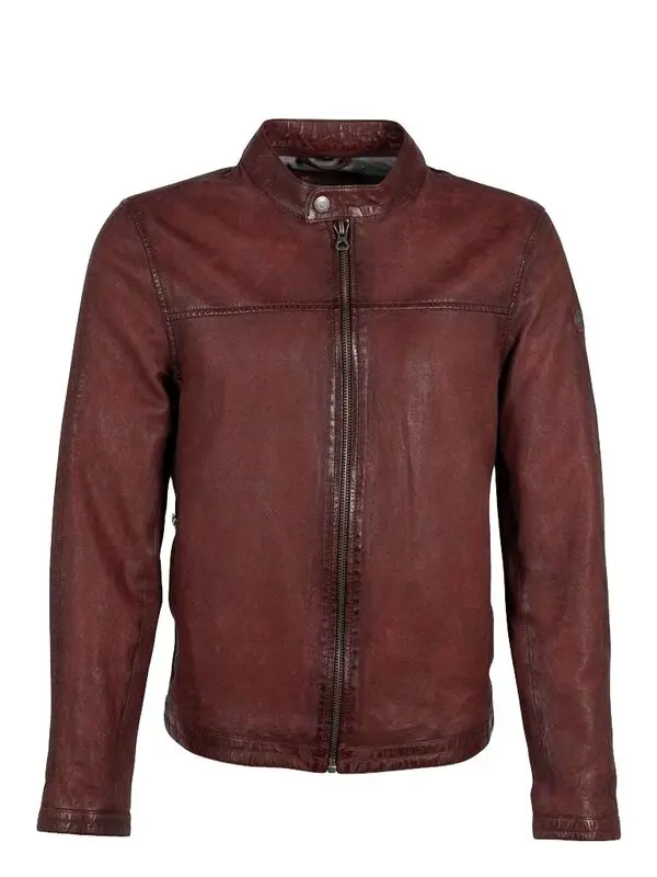 Mauritius Distressed Lambskin Leather Jacket - Red