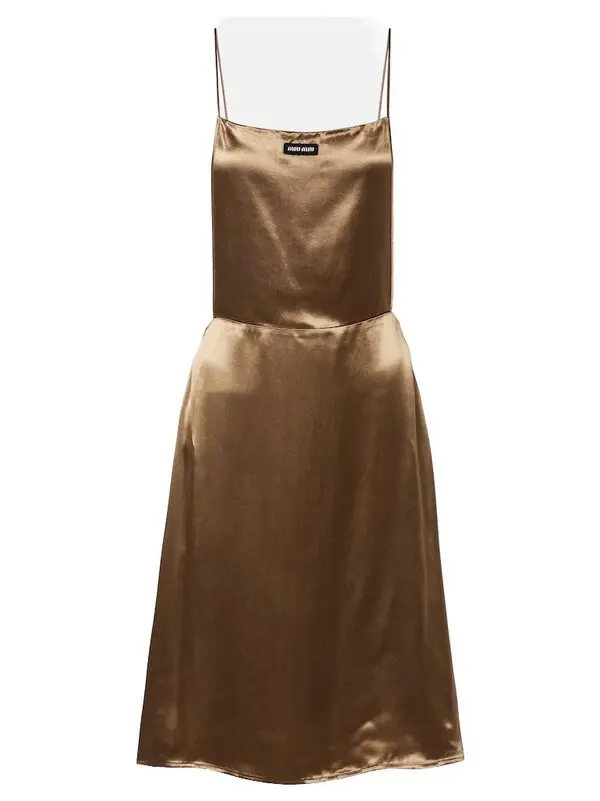 Miu Miu Open-back Satin Minidress - Brown