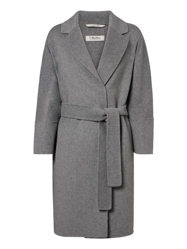 Max Mara Virgin Wool Wrap Coat - Grey