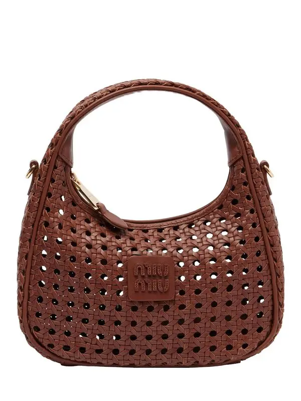 Miu Miu Woven Leather Top Handle Bag - Brown