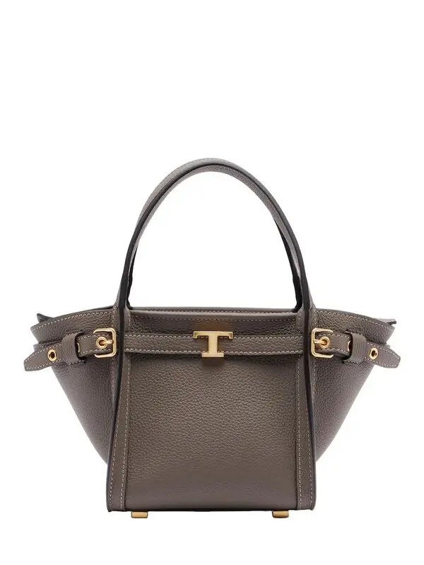 TOD'S Tim Small Leather Top-handle Bag - Grey