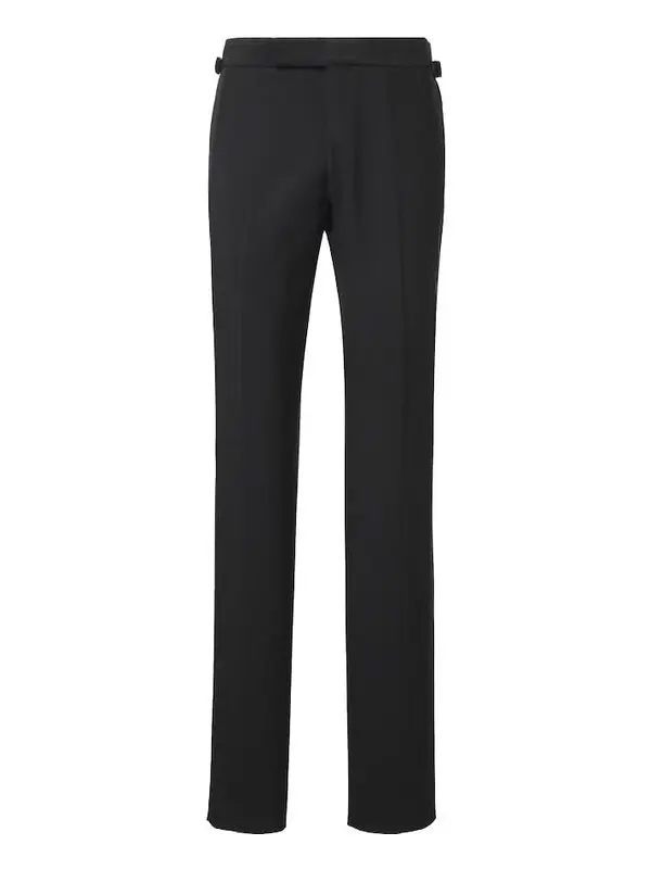 TOM FORD Wool Straight Leg Trousers - Black
