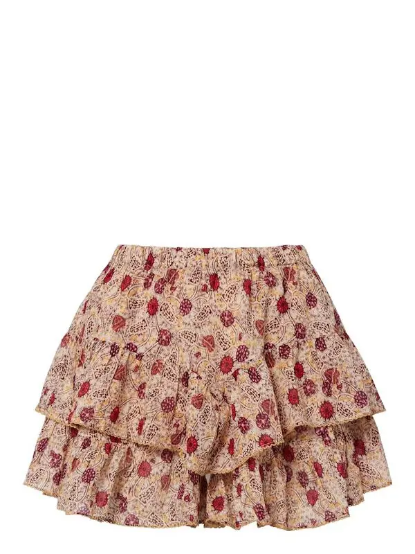 MARANT ETOILE Jocadia Floral Ruffled Cotton Shorts - Red