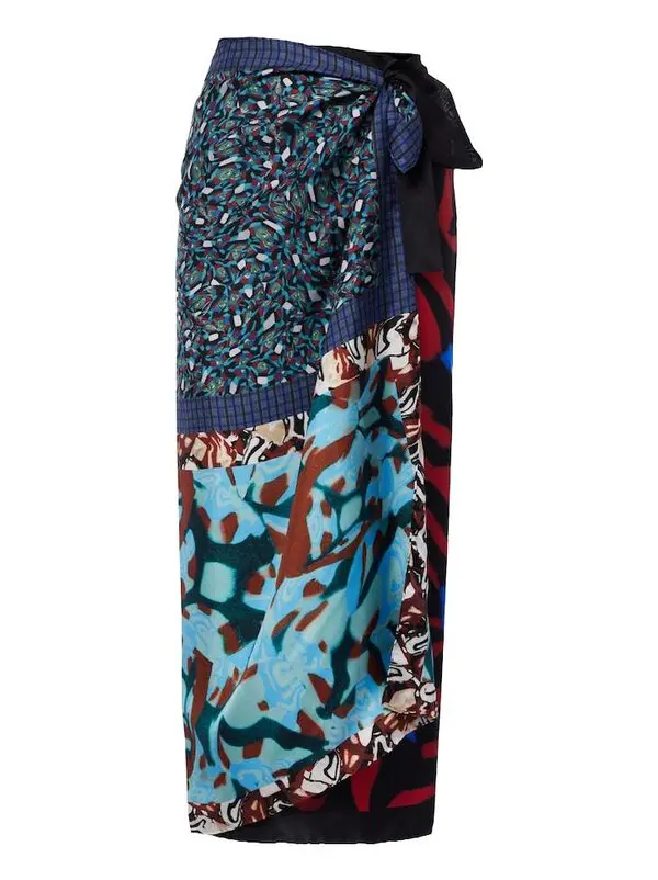 Dries Van Noten Printed Silk Wrap Skirt - Multicoloured