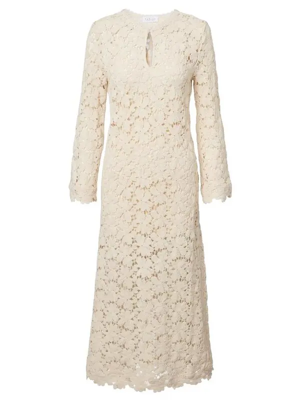 Velvet By Graham & Spencer Jovie Cotton-blend Guipure Lace Midi Dress - Beige