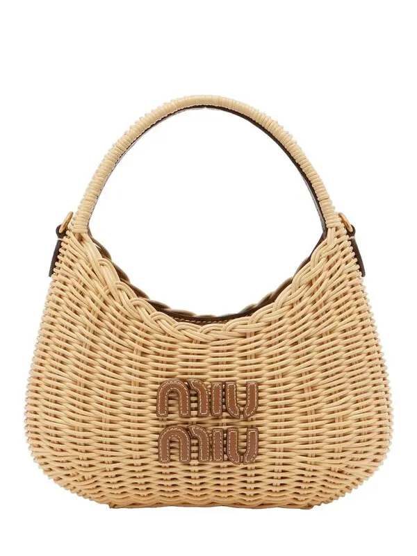 Miu Miu Wander Wicker Top-handle Bag - Beige