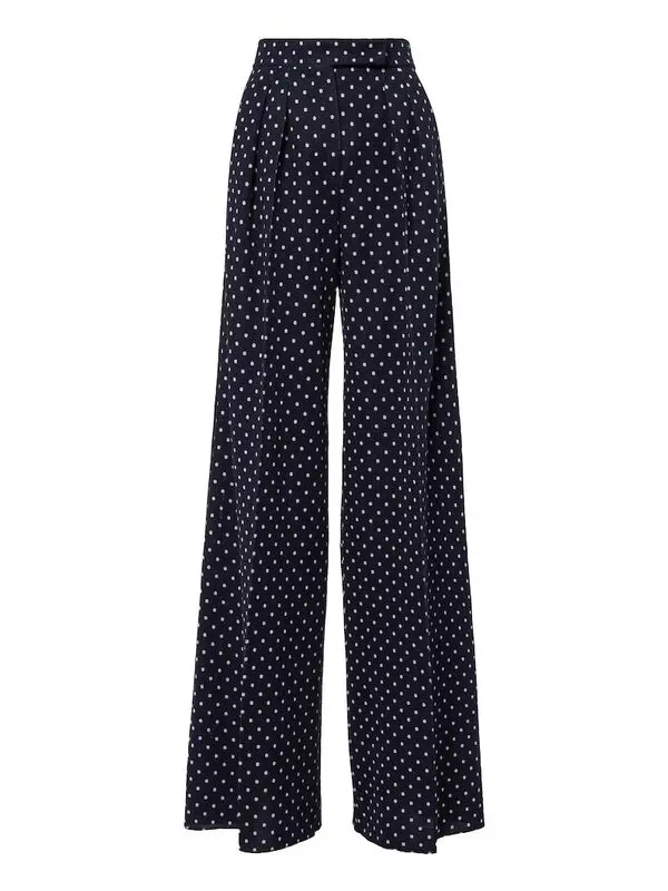 Max Mara Polka Dot Jersey Wide-leg Pants - Blue