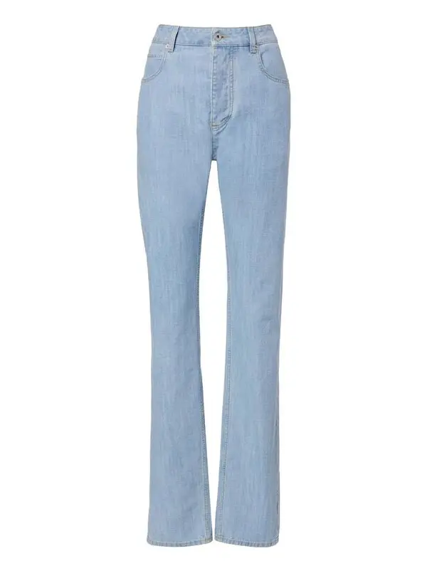 Bottega Veneta Intrecciato Leather-trimmed Straight Jeans - Blue