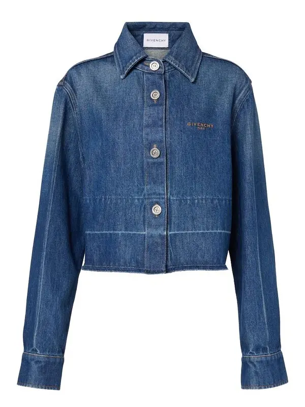 Givenchy Cropped Denim Shirt With Raw Hem - Blue
